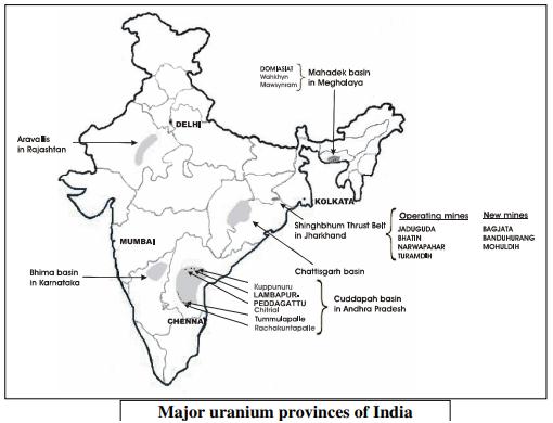 Uranium distribution in India